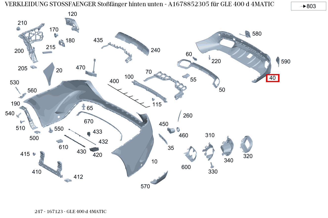 Verkleidung Stossfänger Verkleidung unten Stoßfänger hinten für GLB 247 ...