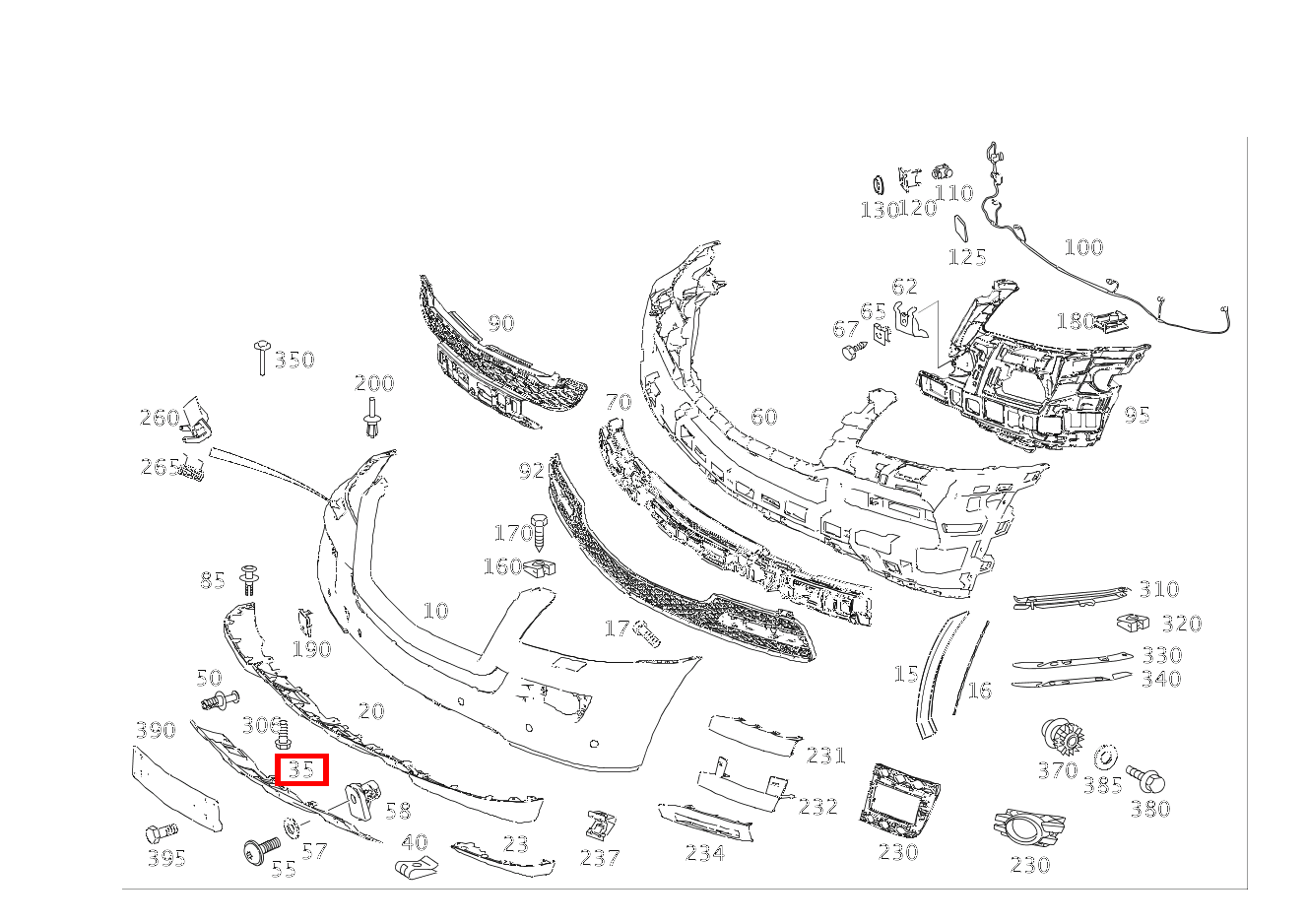 Abdeckung Stossfänger Vorn unten, Mitte für M-klasse 164 kaufen