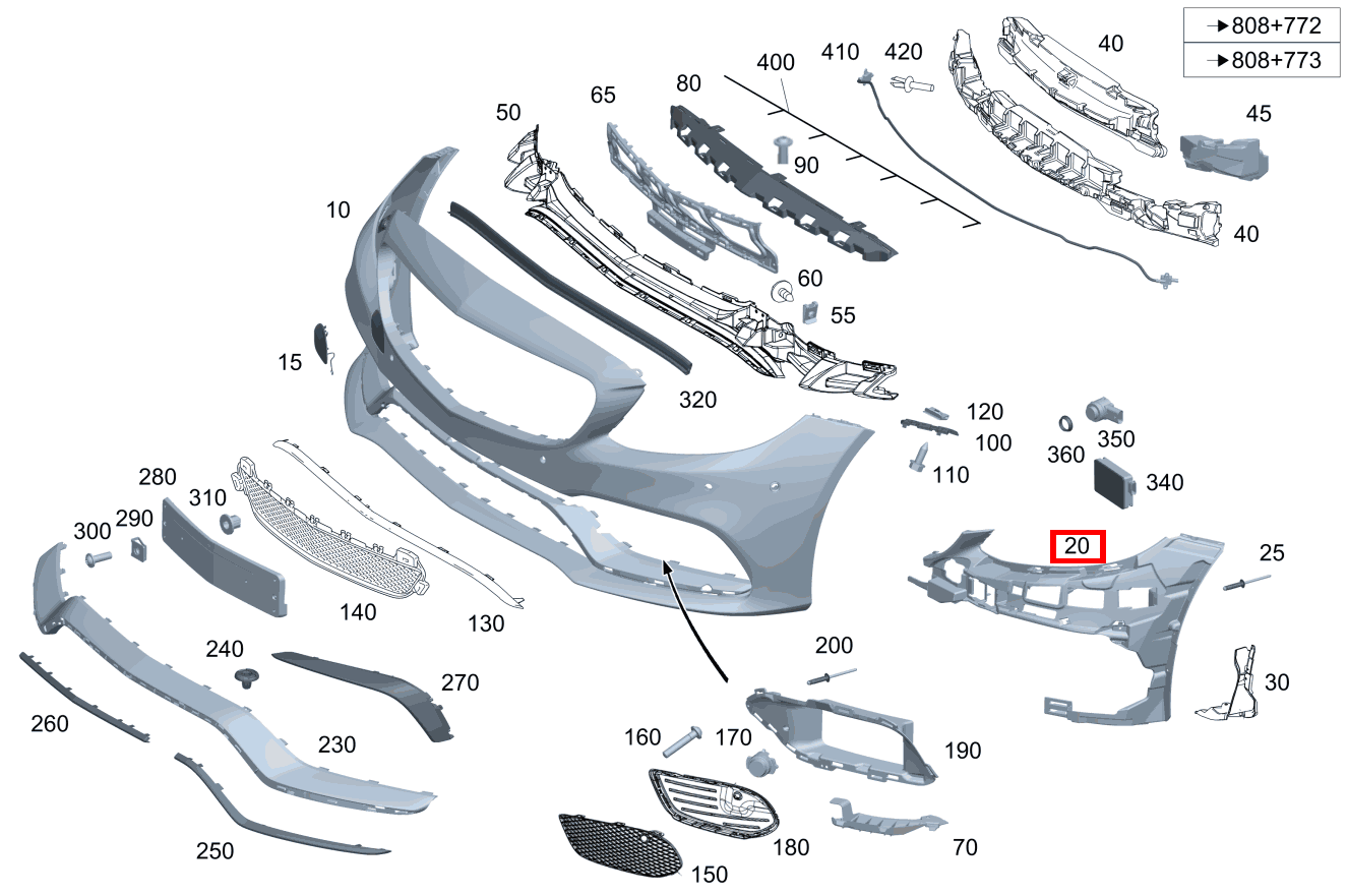 Grundtäger Stossfänger Rechts für C 205, CLK 209-Klasse kaufen