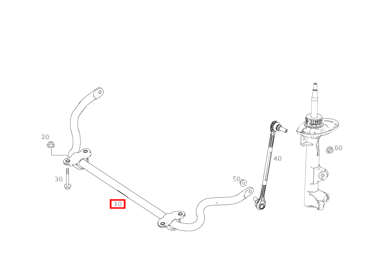 Drehstab Mit Lager, vorn; D=25MM C 204, GLC 253, Maybach 240 und ...