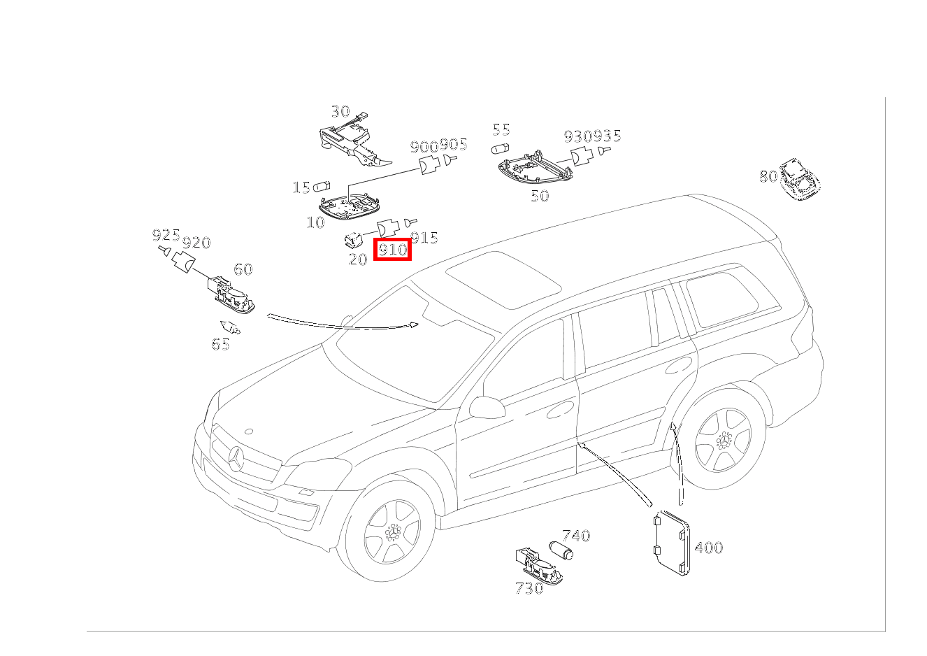 Steckhülsengehäuse TASTSCHALTER NOTRUF S93/3; 4-PIN MQS M 164, SLK 171 ...