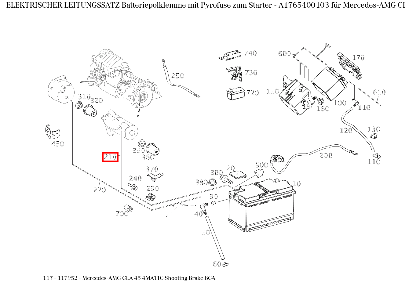 Elektrischer Leitungssatz BATTERIEPOLKLEMME MIT PYROFUSE ZUM STARTER ...