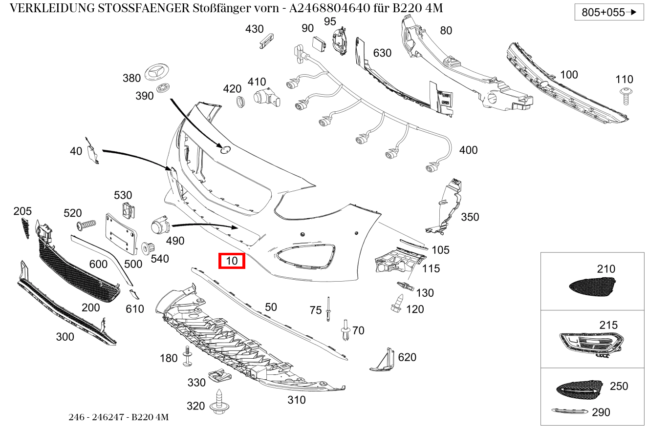 Verkleidung Stossfänger Stoßfänger vorn für B-Klasse 246 kaufen