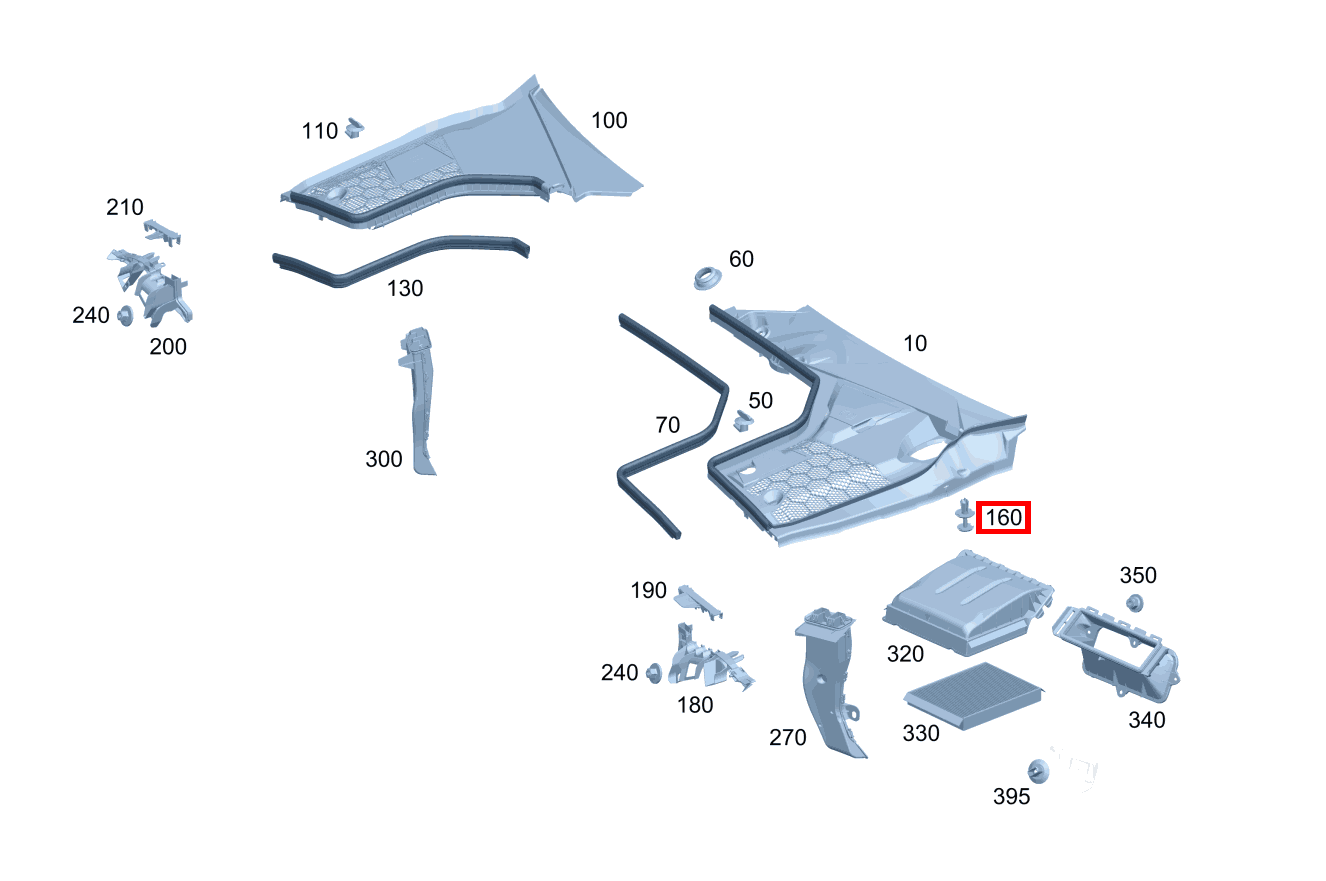 Spreizniet Befestigung Motorabdeckung Luftleitblech C 206, E 213, GLB ...