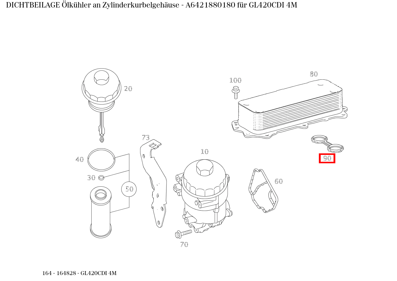 Dichtbeilage Ölkühler an Zylinderkurbelgehäuse für M 164, E 211, S 221 ...