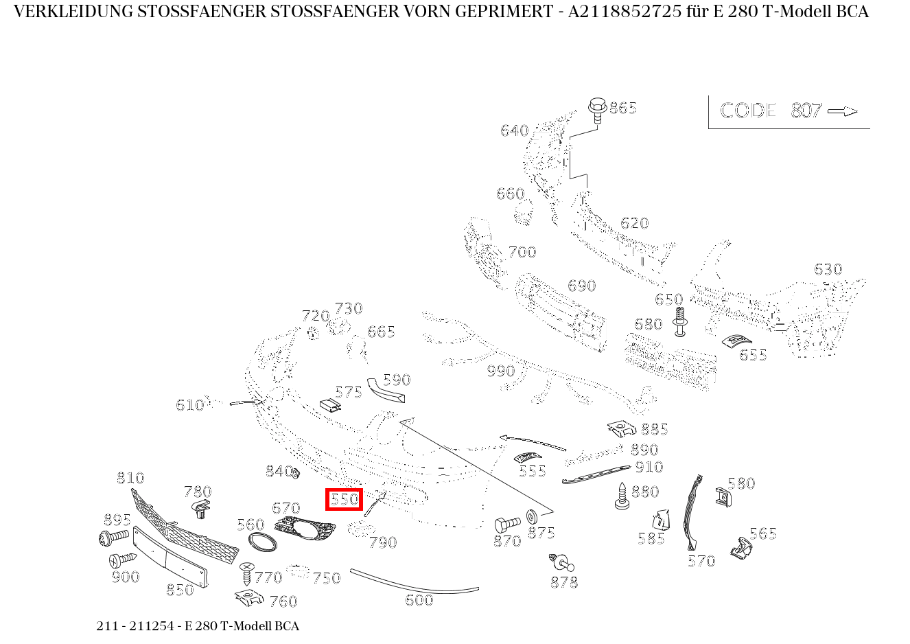 Verkleidung Stossfänger STOSSFAENGER VORN GEPRIMERT für E-Klasse 211 kaufen