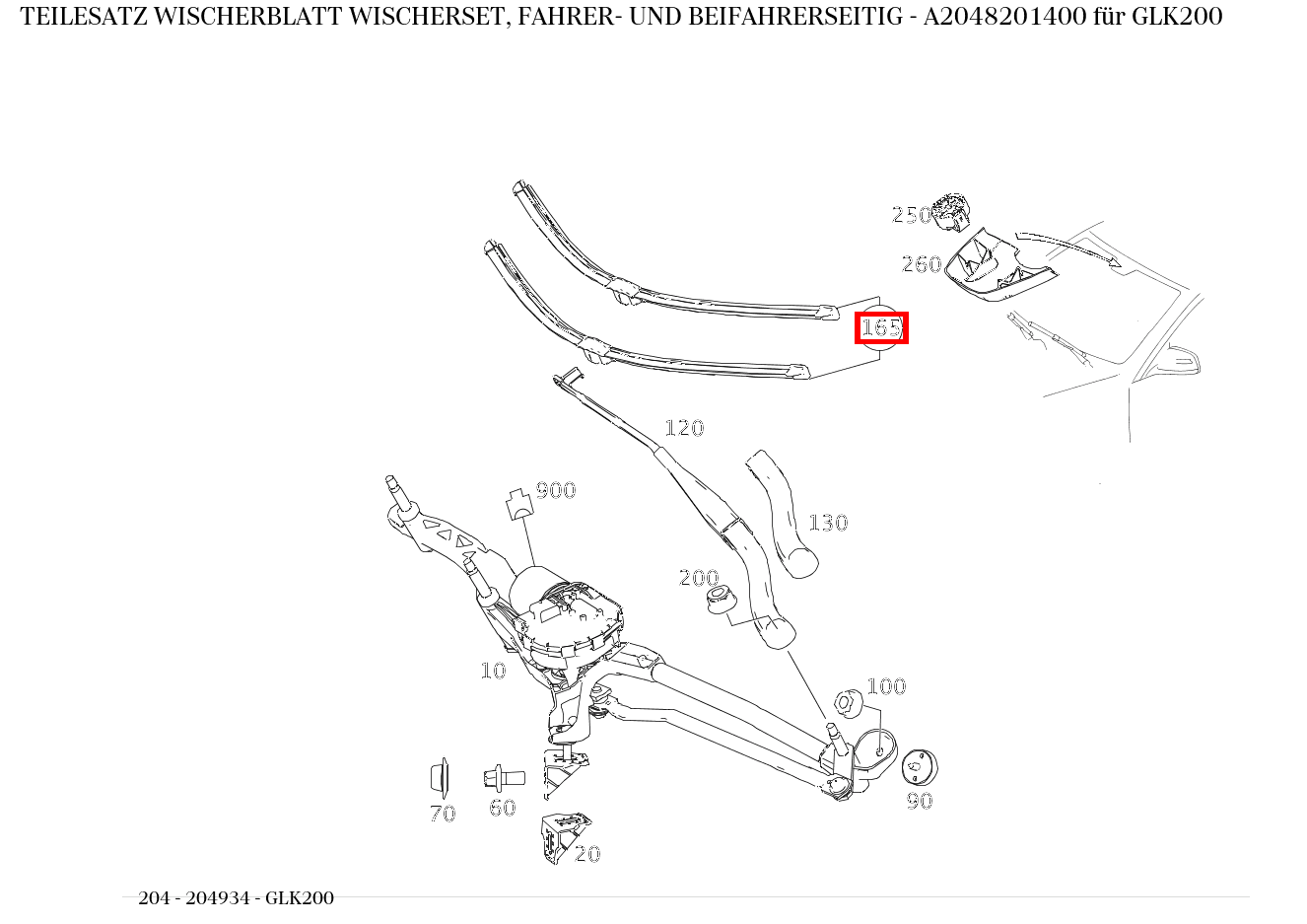 Teilesatz Wischerblatt WISCHERSET, FAHRER- UND BEIFAHRERSEITIG für C ...