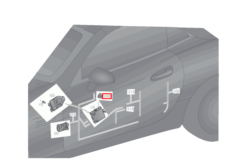 Steckhülsengehäuse TUERSTEUERGERAET VORN N69/1, N69/2; 2-PIN MQS für ...